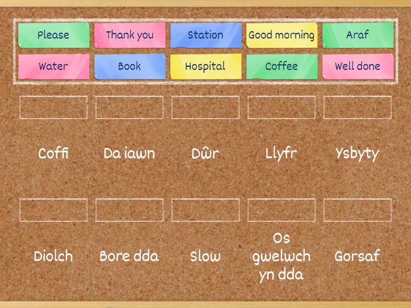 Welsh Vocabulary - Match up