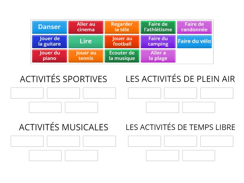 FLE_A1_CLASSER LES LOISIRS - Ordenar por grupo