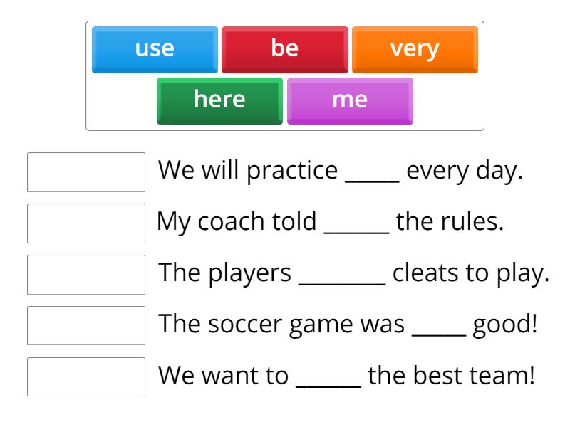 Goal! Sight Words - Match up