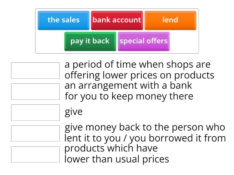 Unit 3B Money lexis - Match up