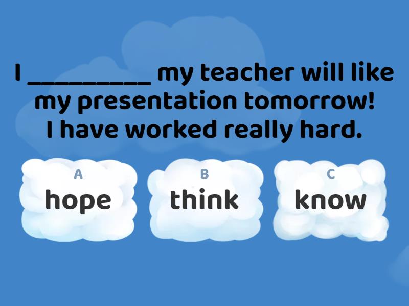 Unit 5 - World food (think, hope, know) - Quiz