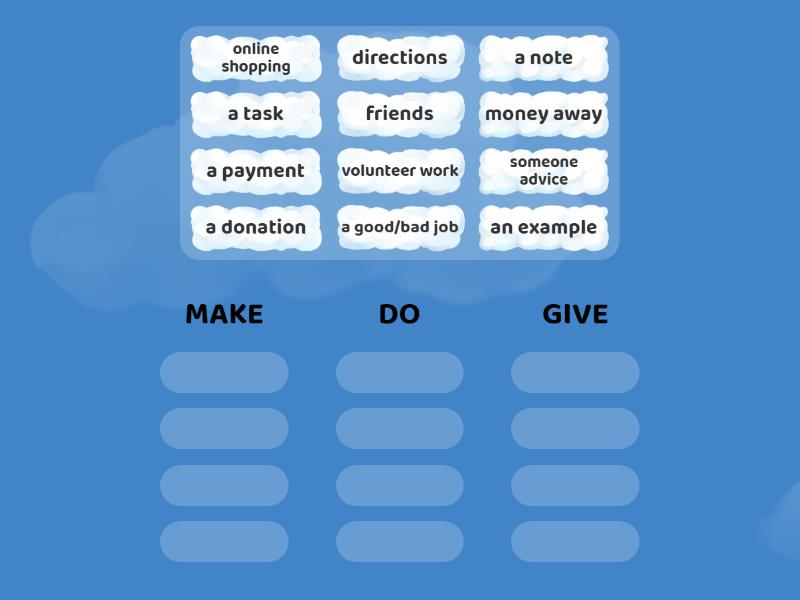 EMPOWER Pre-Intermediate 1 B1 | Unit 3B: do make give - Group sort