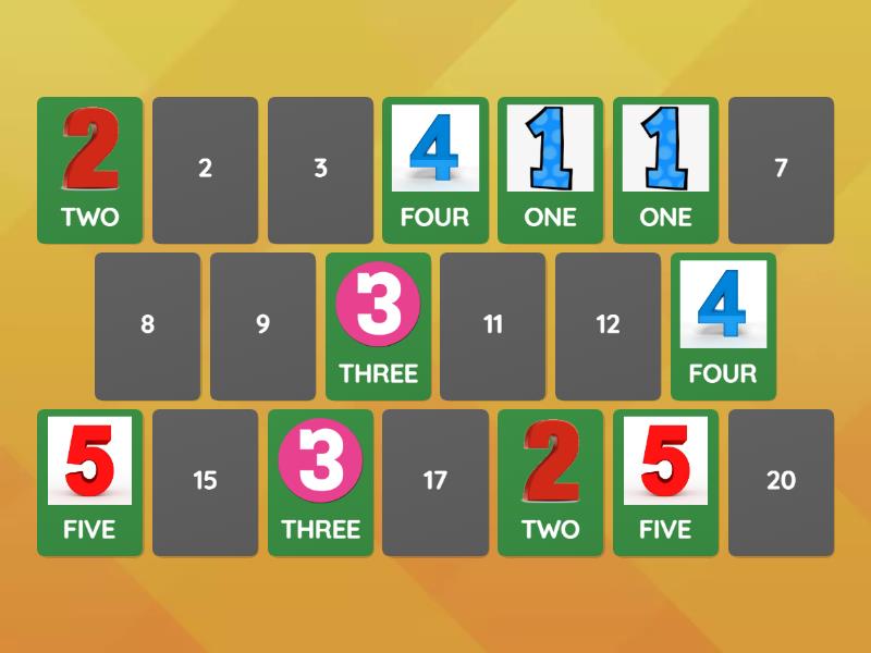 NUMBERS 1 TO 10 - Matching pairs