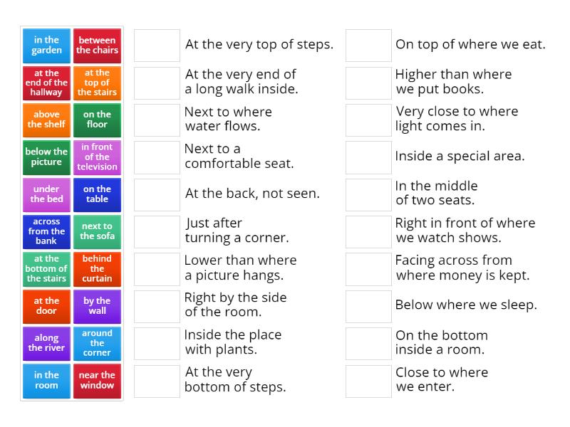Prepositional phrases - A1 - Match up