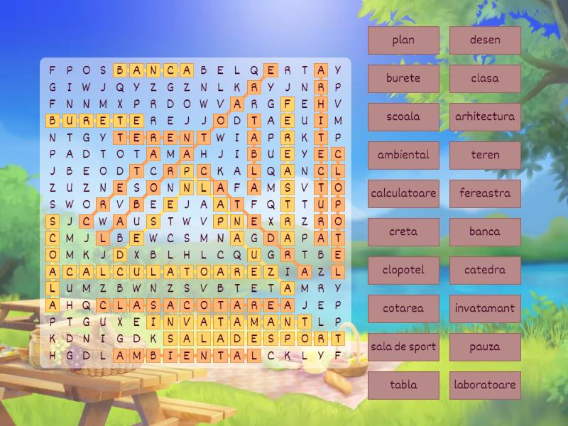 planul scolii - Wordsearch