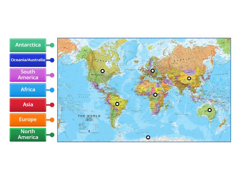 world map - Labelled diagram