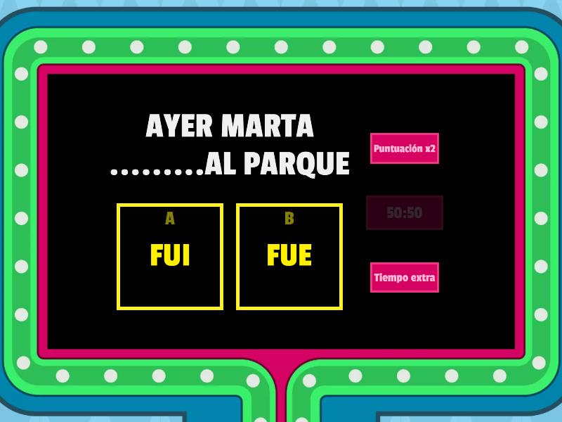 parque de atracciones y verbos - Gameshow quiz