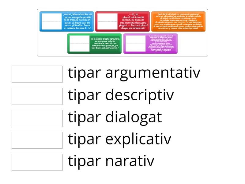 Clasa a 8 a - Tipare textuale - Match up