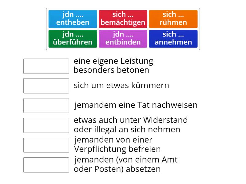 Fokus Deutsch C1 6D Verben mit Genitiv - Match up