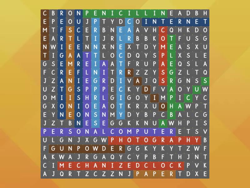 GREAT INVENTIONS - Wordsearch