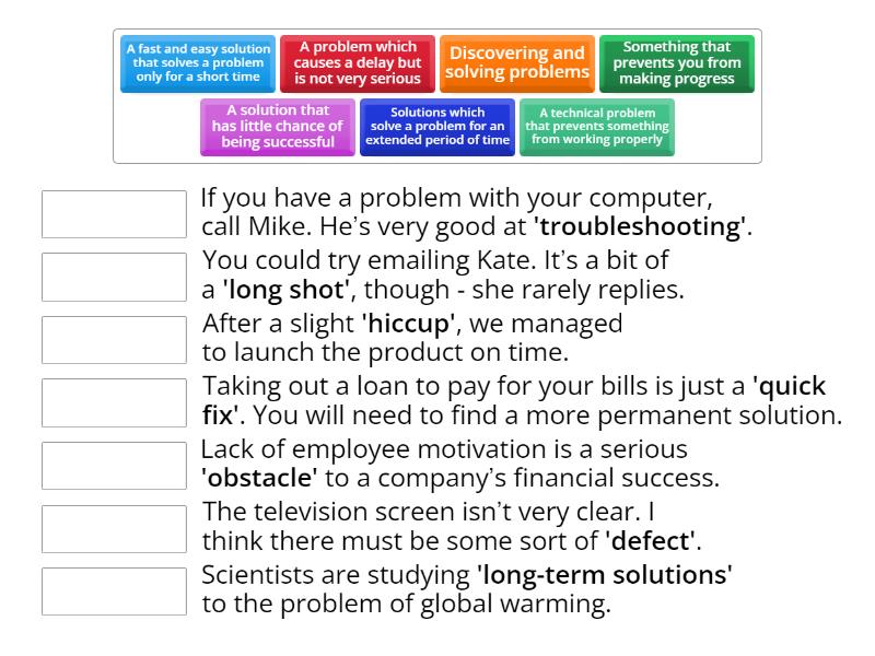 B1: Problems and solutions - Match up