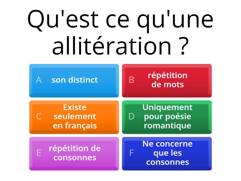 Les figures de style (allitération, personnification) - Quiz