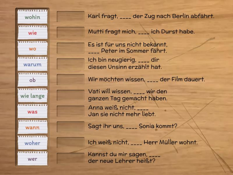 Indirekte Fragesätze - Match up