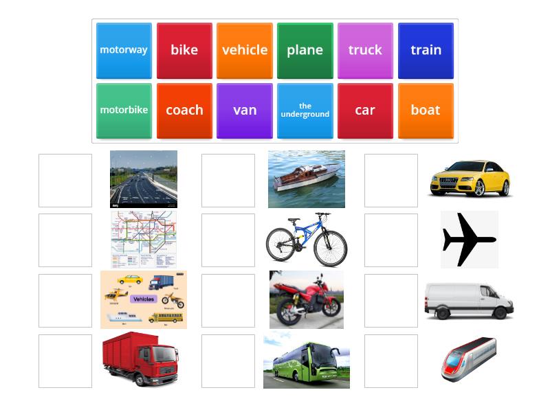 Types of transport, Unit 3, Outcomes, Pre-Intermediate - Match up