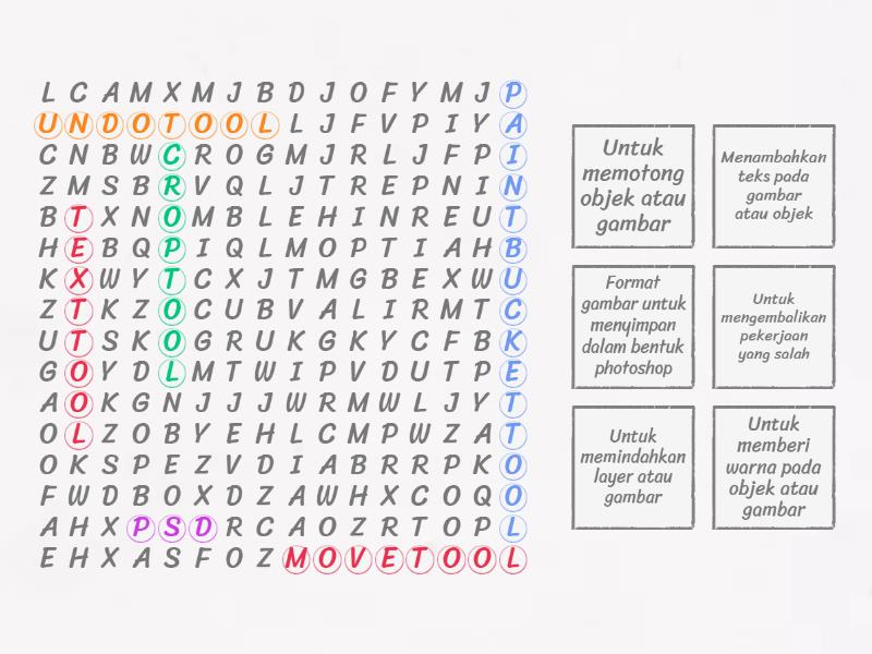 Tools photoshop - Sopa de letras