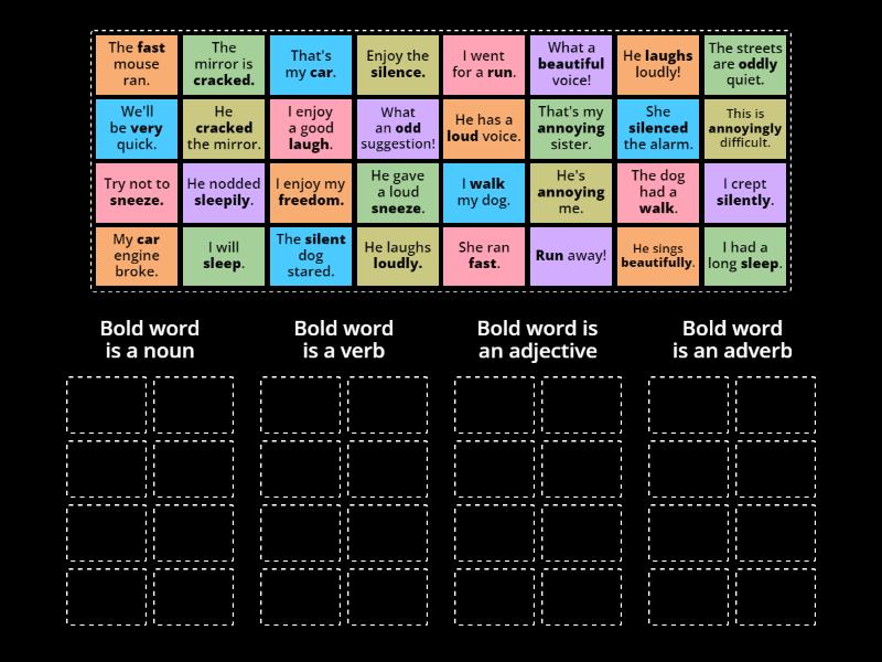 Word Types - noun, verb, adjective or adverb? - Group sort