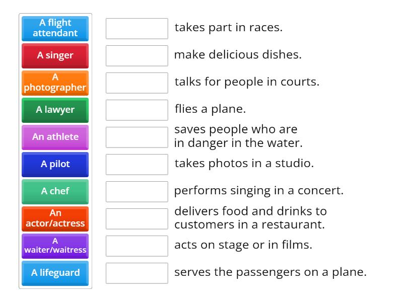 5B Unit 3 Jobs' duties - Match up