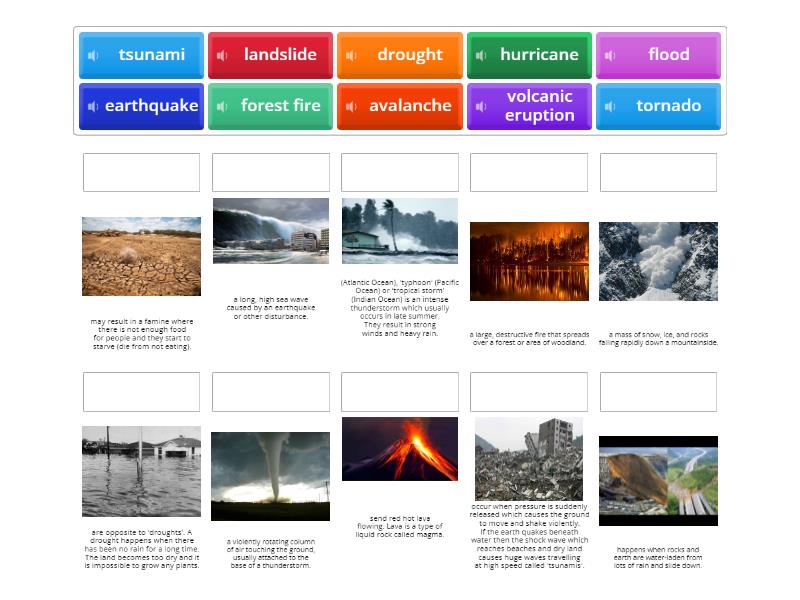 Natural disasters - Match up