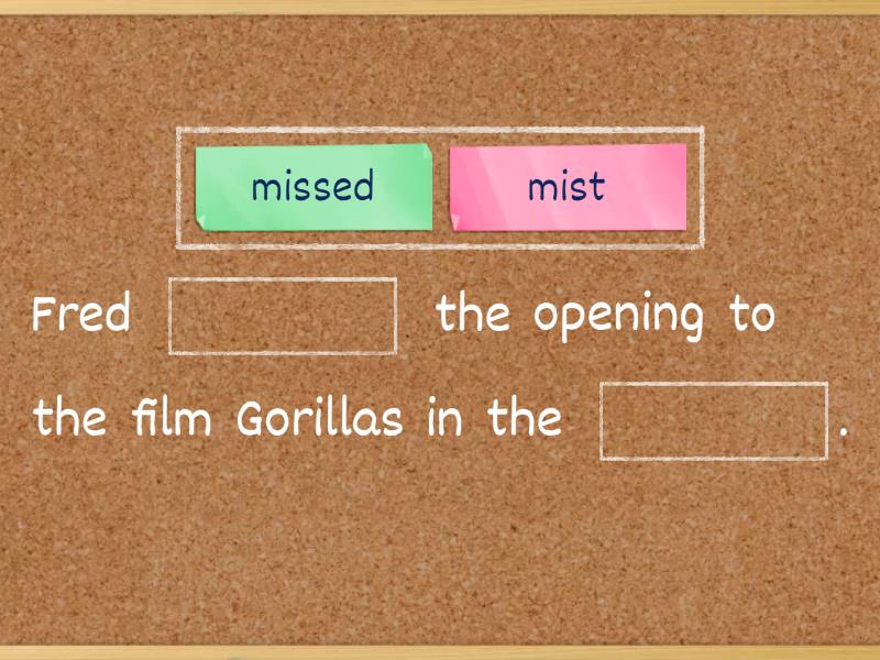 -ed Homophones (eg. mist/missed) - Fill in the Blank - Complete the ...