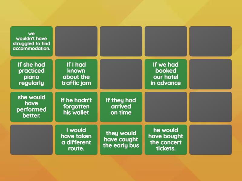 past conditionals game - Matching pairs