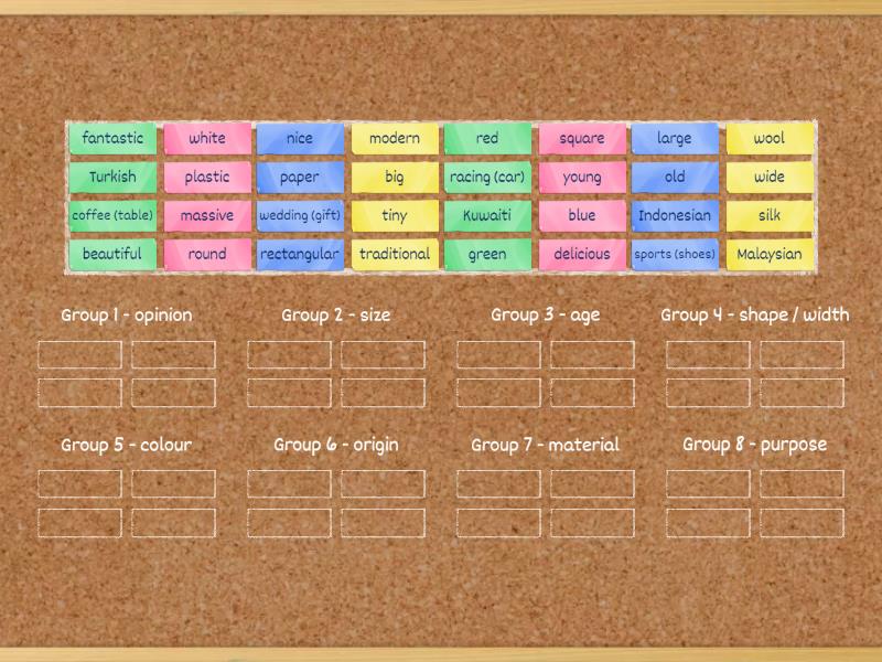 Adjectives Order And Group Group Sort