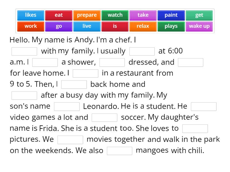 simple present text - Complete the sentence