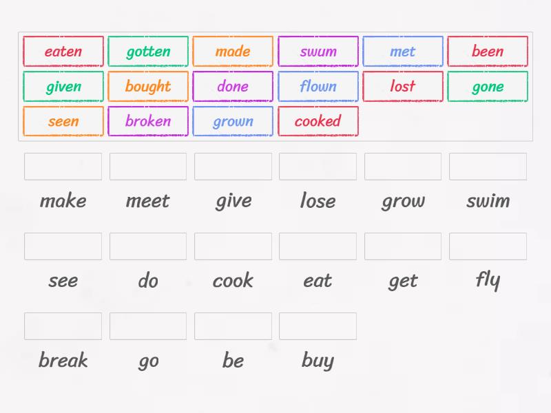 Past Participle Matching - Match up
