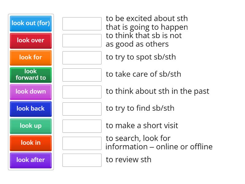 Phrasal verbs - intro - prepositions change the meaning - Match up