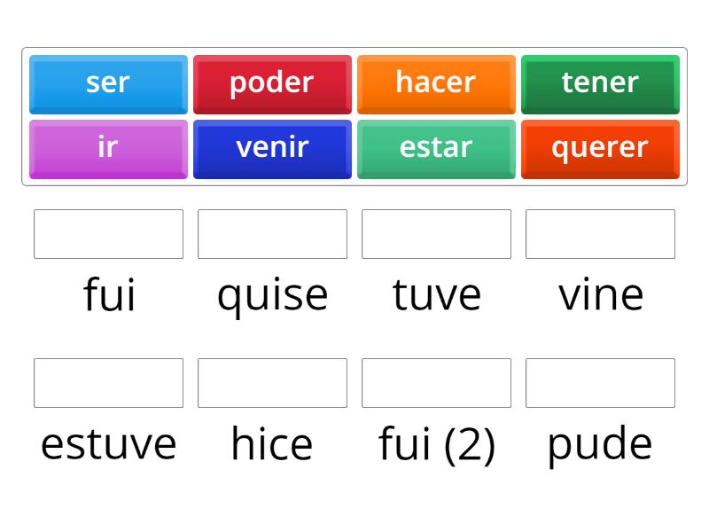 Los verbos irregulares - indefinido (Primera persona) - Une las parejas