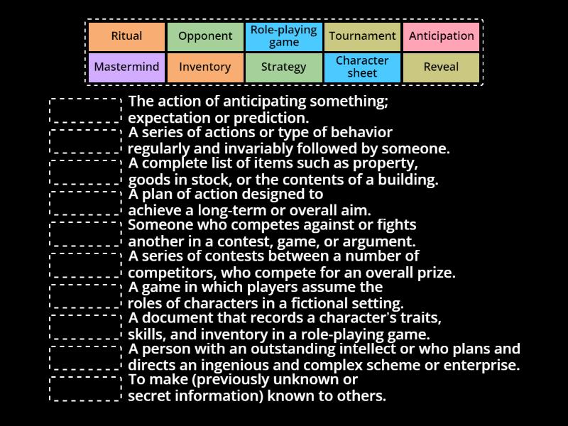 RPG vocabulary - Match up