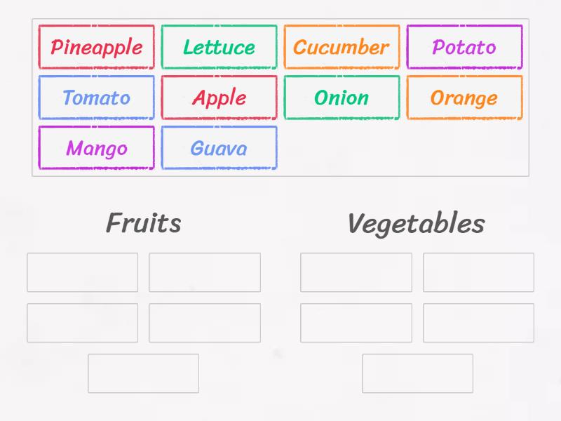 Sorting Fruits and Vegetables. - Group sort