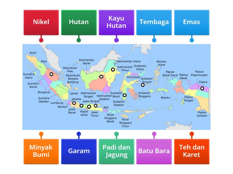 Persebaran Sumber Daya Alam di Indonesia - Labelled diagram