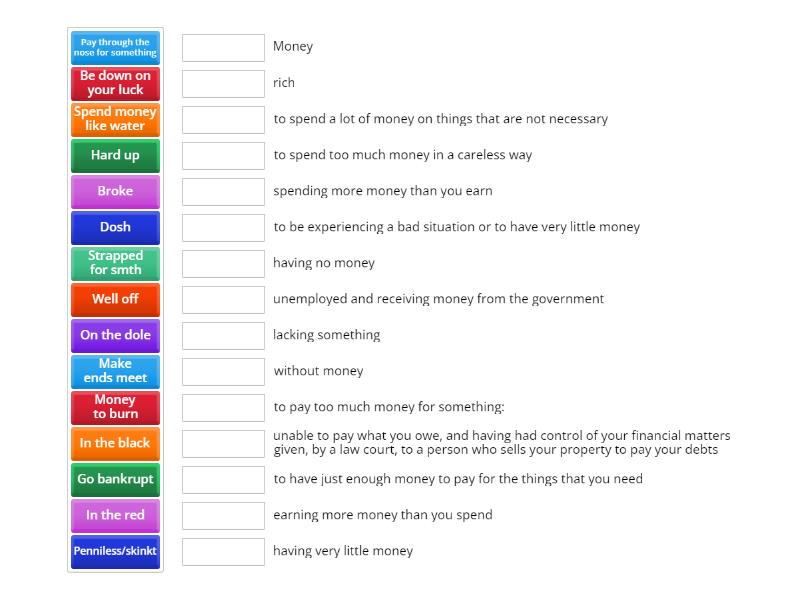 Money words 2 - Match up