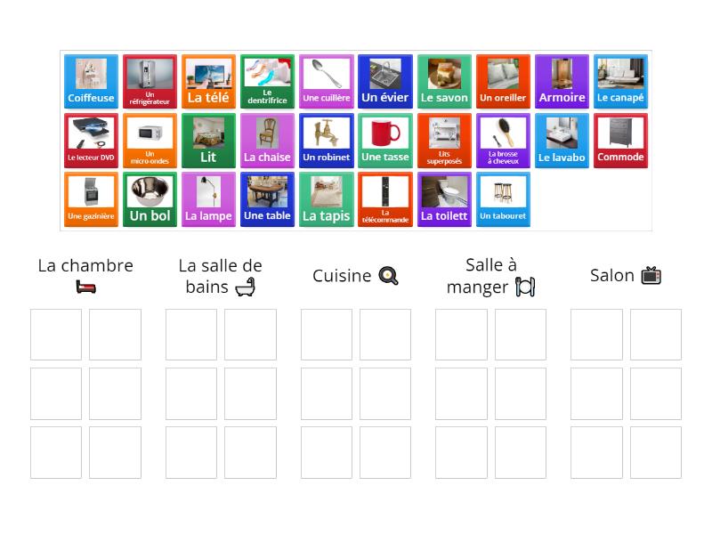 LES MEUBLES ET LES OBJETS DE LA MAISON - Group sort