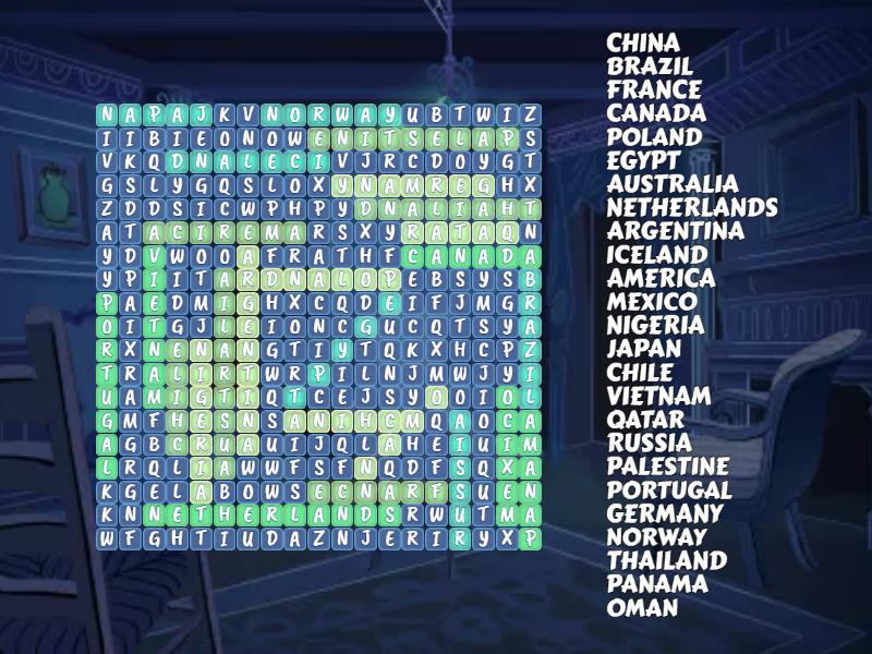 COUNTRYS - Wordsearch