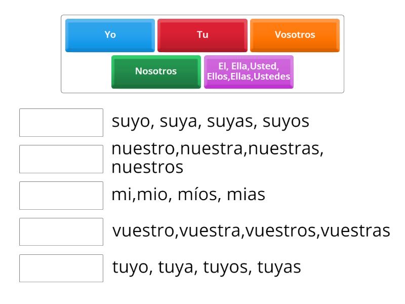 Pronombres personales y posesivos - Une las parejas