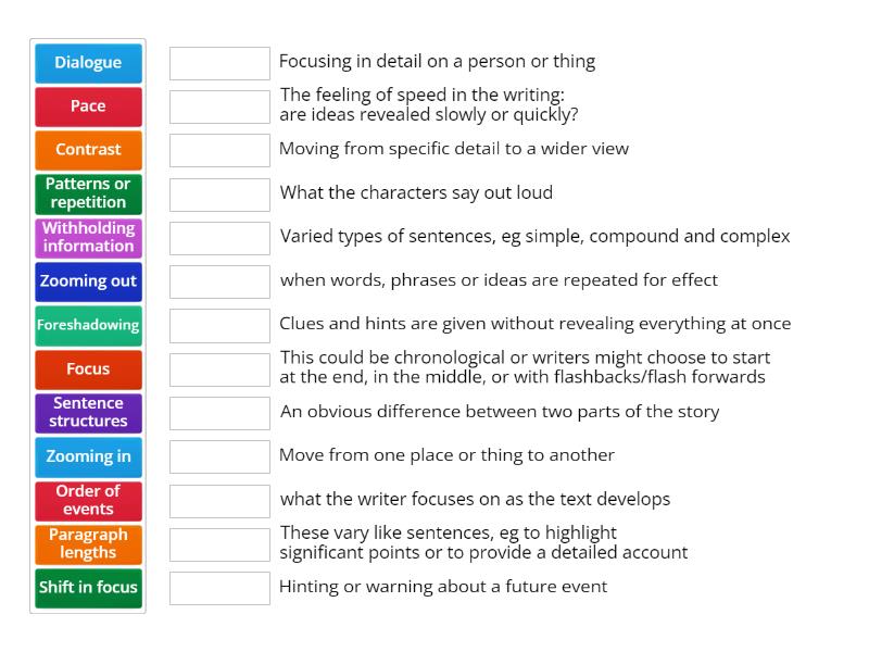 Structural features and definitions QUIZ - Match up