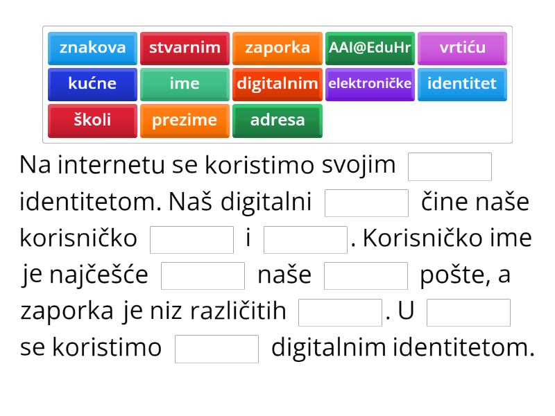 Moj digitalni identitet - Complete the sentence
