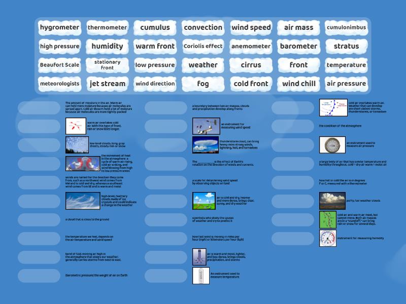 Science 6 ~ Weather Unit Vocabulary - Match up