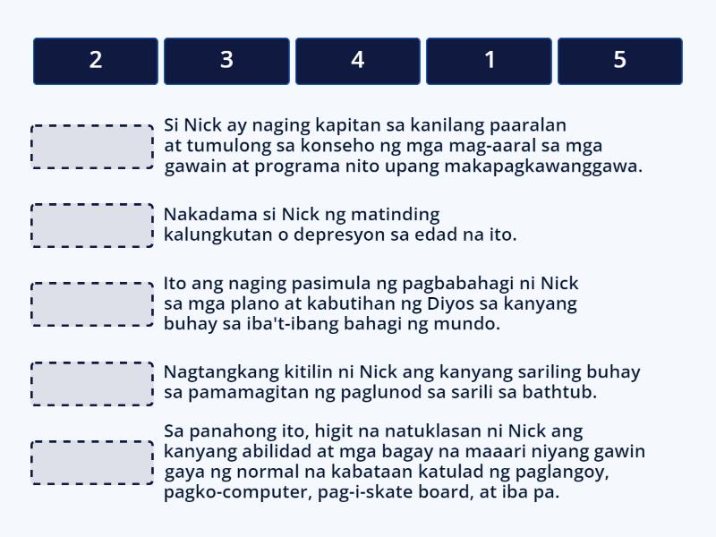 Filipino 5 Pagsusunod-sunod ng mga Pangyayari sa Napakinggang Kuwento - Match up