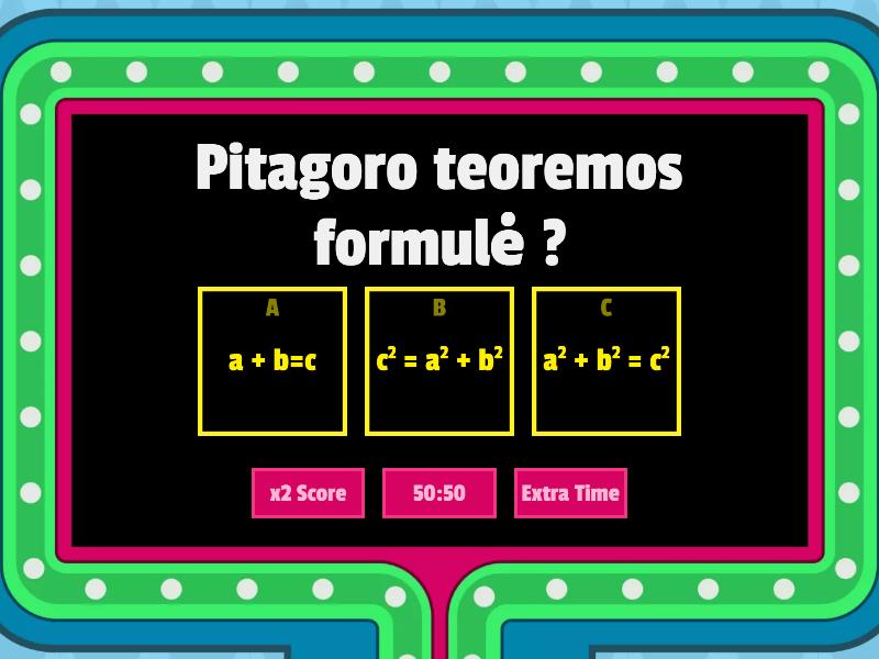 Pitagoro teorema - Gameshow quiz