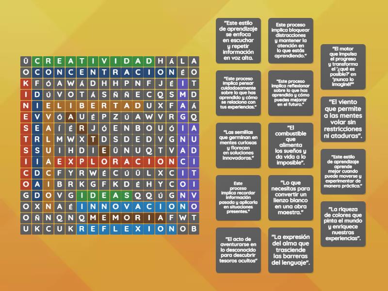 Sopa de Letras Creativas Objetivo: Reforzar el entendimiento y la ...