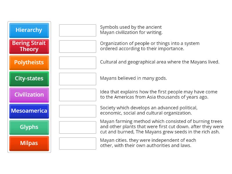 Review lesson 1 - key words - Match up