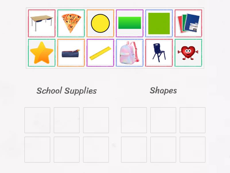 Up1_unit 1_school supplies and shapes - Group sort