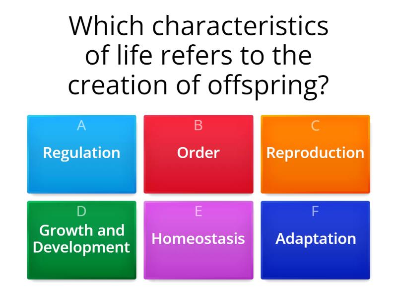 Characteristic of life - Quiz