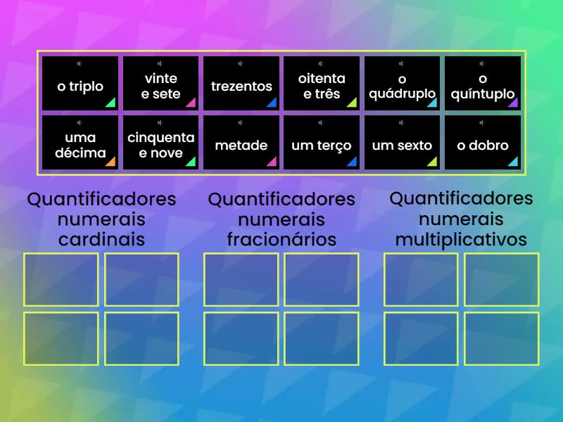 Quantificadores numerais - Classificação em grupos