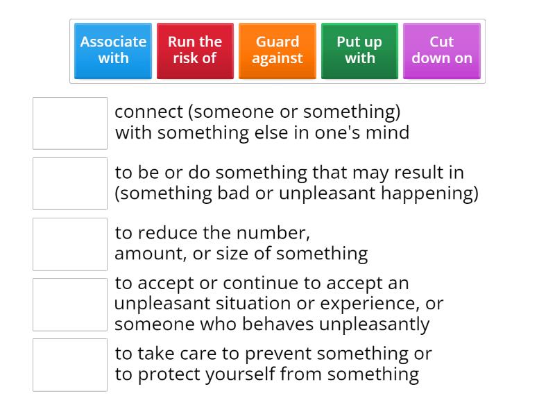 Phrasal Verbs For Ethics Match Up