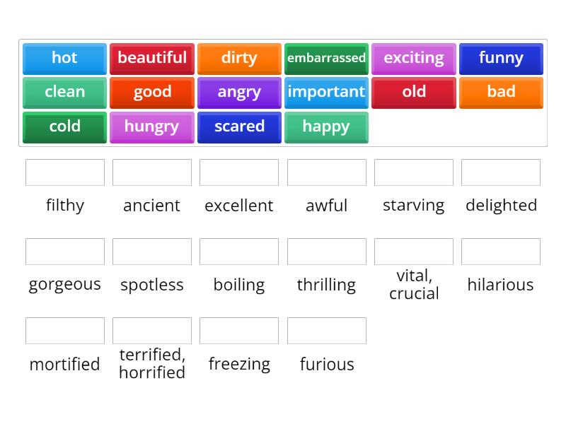 Gradable and non-gradable adjectives - Match up