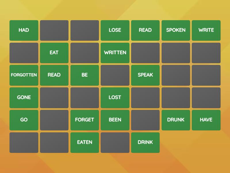 Verbs ( Past Participle - Memory game) - Matching pairs