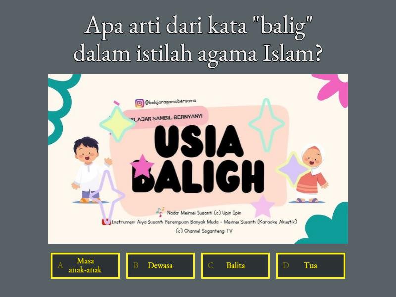 Soal Objektif tentang Tanda-Tanda Usia Balig dan Sikap Taat - Test